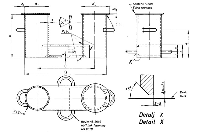 NS 2584 Double Bitts 볼라드 선박 견인 장비